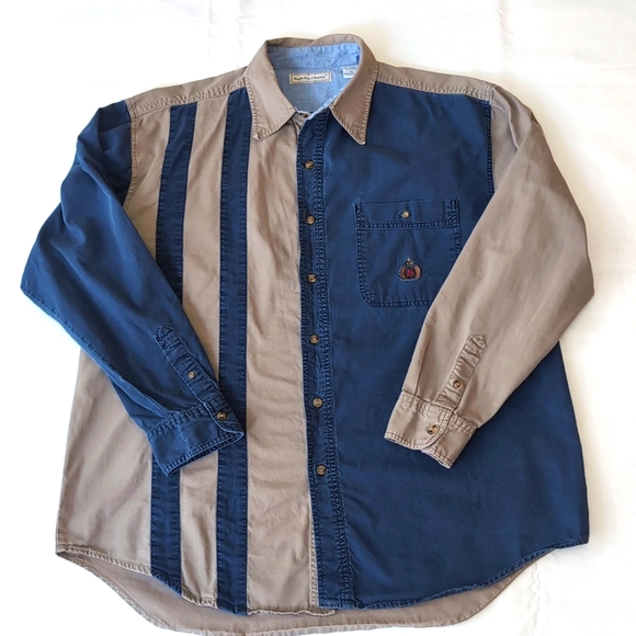 Bugle Boy | Shirts | Vintage Bugle Boy Co Mens Long Sleeve Blue Tan ...